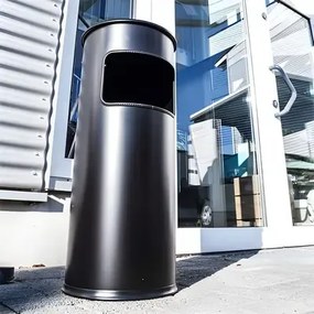 Durable Safe černá / Odpadkový koš s popelníkem / kulatý / 17 l