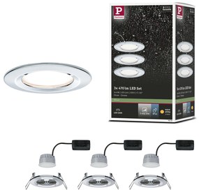 Paulmann 93499 LED Coin Nova round, set kulatých bodovek v chromové úpravě, LED 3x6,5W 2700K tříkrokové stmívání, prům. 7,8cm