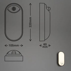 Brilo - LED Venkovní nástěnné svítidlo se senzorem RUCH LED/12W/230V IP65 černá