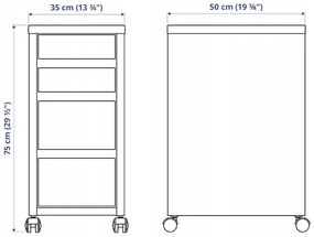 IKEA MICKE Komoda na dokumenty černohnědá 35x75 cm