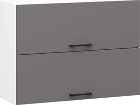 Závěsná kuchyňská skříňka Olivia W80 G2 H580 bílá/grafitová šedá