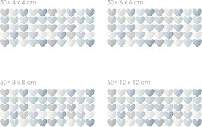 Akvarelová srdce nordic 50 ks textilní přelepitelné samolepky na zeď 50 ks 4x4 cm