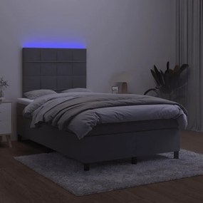 Box spring postel s matrací a LED tmavě šedá 120 x 190 cm samet 3270312