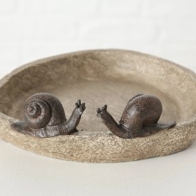 Napajedlo pro ptáky Snails, 6x21 cm, polyresin, béžová