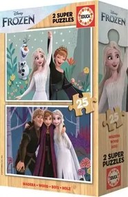 EDUCA Dřevěné puzzle Ledové království / 2x25 dílků / od 3 let