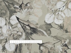 Biante Teflonové prostírání na stůl TF-057 Květy s eukalyptem na hnědobéžovém 30x40 cm