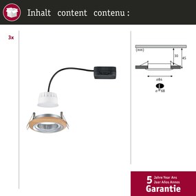 Paulmann 92239 Lanati Coin, set dřevěných bodovek s hliníkem, 3x6W LED 2700K, prům. 8,4cm