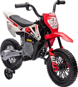 Dětská elektrická motocross motorka AIYAPLAY pro děti 3-6 let, 12V, 2 silné motory, maximální rychlost 5 km/h, stabilizační kolečka, pérování, s hudb…