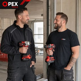 OPEX TOOLS Sada 2 v 1: vrták a šroubovák + akumulátový rázový klíč, 2x aku 21 v, 3 ah