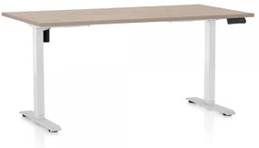 Výškově nastavitelný stůl OfficeTech B, 160 x 80 cm, bílá podnož