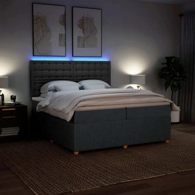 Box spring postel s matrací tmavě šedá 200x200 cm textil 3294478