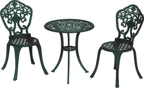 Bistro set do zahrady Outsunny z hliníku, 3dílná souprava zahradního nábytku (2 židle + 1 kulatý stůl), vzhled kovaného železa | Aosom