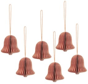 Broste Papírová ozdoba zvoneček Chime Dusty Pink – set 6 ks, růžová barva, papír