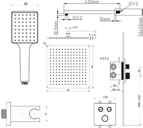 Sapho Sapho, SMART SELECT podomítková termostatická sprchová souprava, 2 výstupy, vystoupení, zlato mat, RP042GB-01