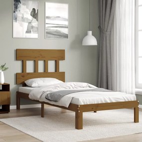 Rám postele s čelem medově hnědý 90 x 200 cm masivní dřevo,  3193584 HangarStore.cz