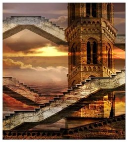 DIMEX | Vliesová fototapeta na zeď Éterická věž MS-3-0265 | 225 x 250 cm | hnědá, béžová, šedá, žlutá