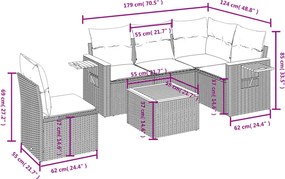 6dílná zahradní sedací souprava s poduškami černá polyratan 3259220