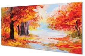 akrylový obraz Podzimní listí stromu 125x50 cm