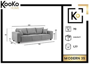 KOOKO HOME Třímístná pohovka Modern