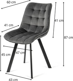 Vikio Jídelní set pro 6 osob 140x90 cm dub, šedá samet VJS114-61S-S