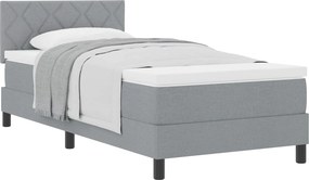 Postel s boxspringem s čelo Světle šedá 90 x 190 cm textil 3338727