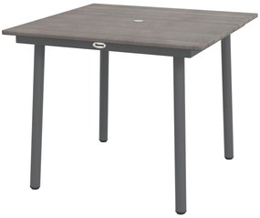 Outsunny zahradní stůl jídelní stůl pro 4 osoby otvor pro slunečník terasový stůl lamelový HDPE tmavě šedý 90x90x75cm | Aosom