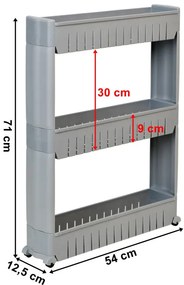 Pojízdný regál LEIRA 3 police šedý