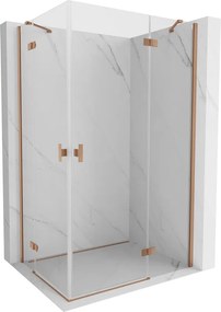 Mexen Mist-H Duo, 2-křídlý ​​výklopný sprchový kout 70 x 80 cm, čiré sklo, měděný matný profil, 8A5-070L-080P-65-00