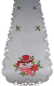 Vánoční šedá štóla s výšivkou sněhuláka Šířka: 40 cm | Délka: 160 cm