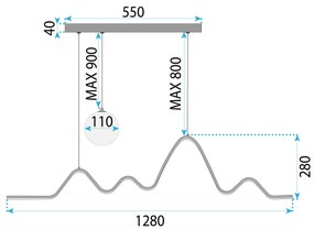 Toolight Toolight, LED závěsné osvětlení 120cm, 36W, 3000K, LHJ034-CP, zlatá matná, OSW-60021