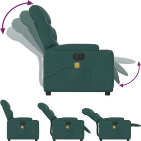 Elektrické masážní polohovací křeslo tmavě zelené textil 3204590