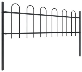 vidaXL Zahradní plot s obloučky ocelový 13,6 x 0,6 m černý