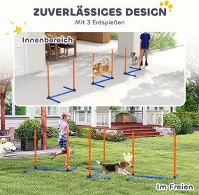 Agility set pro psy 3dílné agility vybavení se slalomovými tyčemi Taška na přenášení Výcviková sada pro všechny velikosti psů Oranžová barva