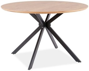 Dubový jídelní stůl s černými nohami ASTER 120x120