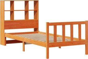 Postel s knihovnou bez matrace hnědá 100x200 cm masiv borovice 3321720