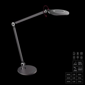 PREZENT LED stolní dotyková lampa BELTIS, 9W, teplá-studená bílá, černá 31213