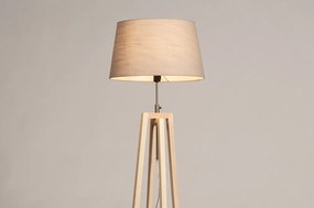 Stojací designová lampa Paola Taupe and Natur Wood