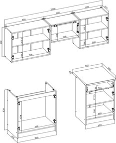Kuchyňská linka Maria 200, dub sonoma / bílá