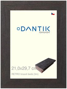 DANTIK rámeček 21x29,7 | RETRO tmavě šedá (Sklo Čiré)