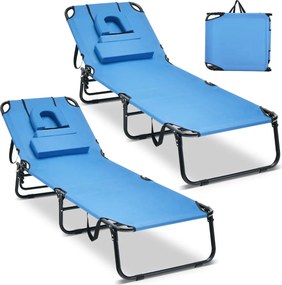 Costway Sada 2 skládacího opalovacího křesla plážové lehátko s otvíráním