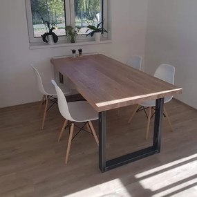 KULHÁNEK Jídelní stůl s drásaným povrchem Velikost desky: 150x80 cm, Odstín podnože: bílá - RAL 9010