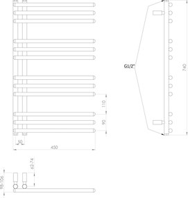 Aqualine POSEIDON otopné těleso 450 x 740 mm bílá PS474