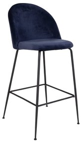 Sametová barová židle Louis tmavě modrá/černá