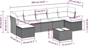8dílná zahradní sedací souprava s poduškami černá polyratan 3249875