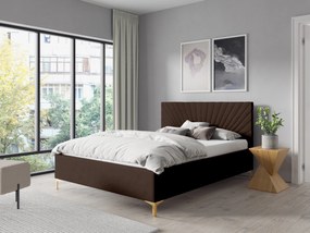 Eka Čalouněná postel AFRODITE+ 140x200 cm Barva látky Trinity: Tmavě hnědá (Trinity 2308), Úložný prostor: S kovovým rámem úložného prostoru
