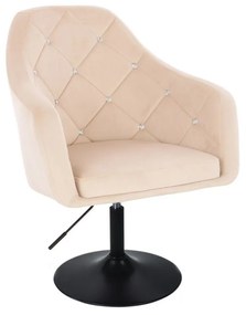 LuxuryForm DESIGN Křeslo ROMA VELUR na černém talíři - krémové