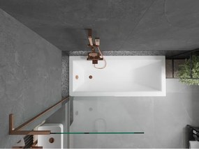 Mexen Next L, 1-křídlová vanová zástěna 80 x 150 cm, 6mm čiré sklo, růžové zlato profil, 895-080-000-03-00-60