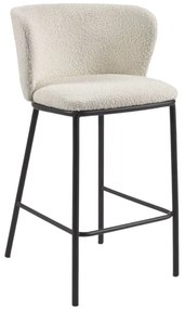 Bílá bouclé barová židle Kave Home Ciselia 65 cm