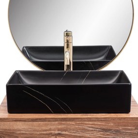 Rea Inga Marble, keramické umyvadlo na desku 51x35 cm, černá matná, REA-U8006