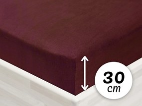 Jersey napínací prostěradlo na vysokou matraci JR-011 Bordó 90 x 220 - výška 30 cm